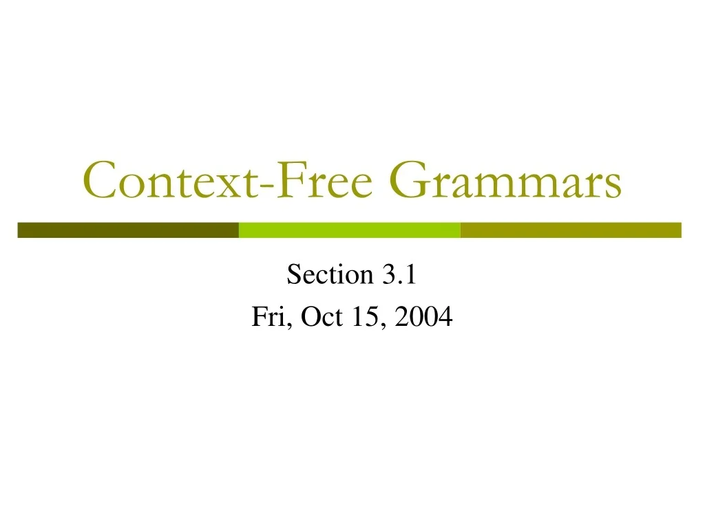 PPT - Context-Free Grammars and Regular Languages PowerPoint ...