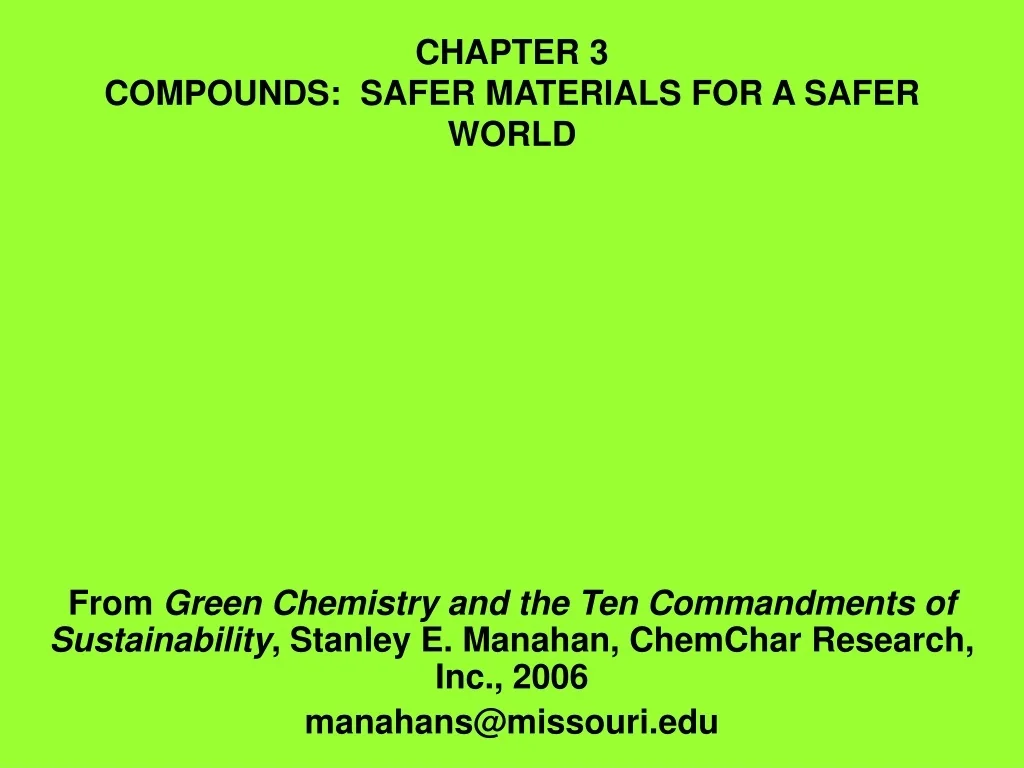 PPT - Chemical Compounds for a Safer World PowerPoint Presentation ...