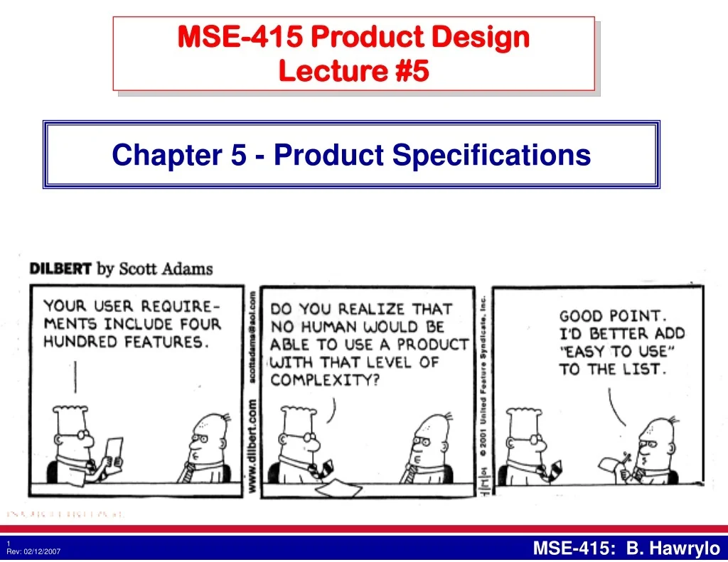 PPT - Product Design Lecture: Product Specifications & Development ...