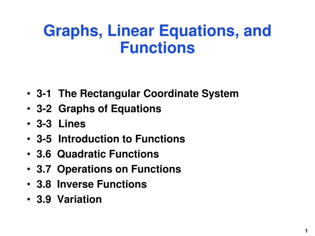 PPT - Graphs, Linear Equations, and Functions PowerPoint Presentation ...