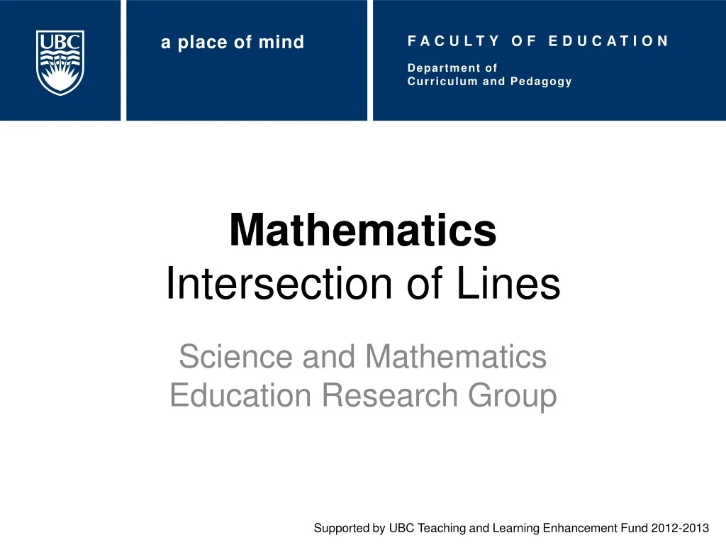 PPT - Mathematics Intersection of Lines PowerPoint Presentation, free ...