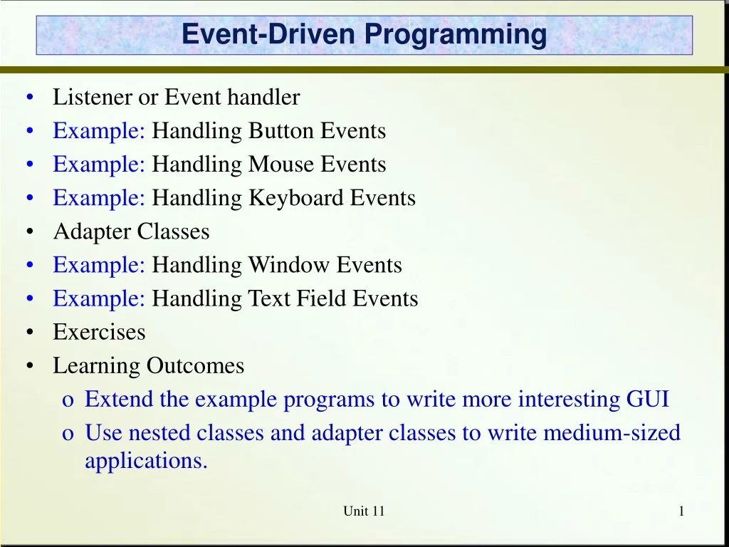 PPT - Event-Driven Programming: Handling Events with Listeners ...