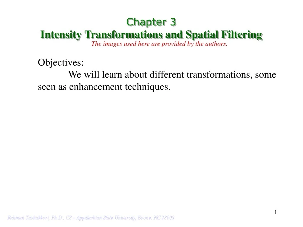 PPT - Spatial Domain Processing - Intensity Transformations and ...