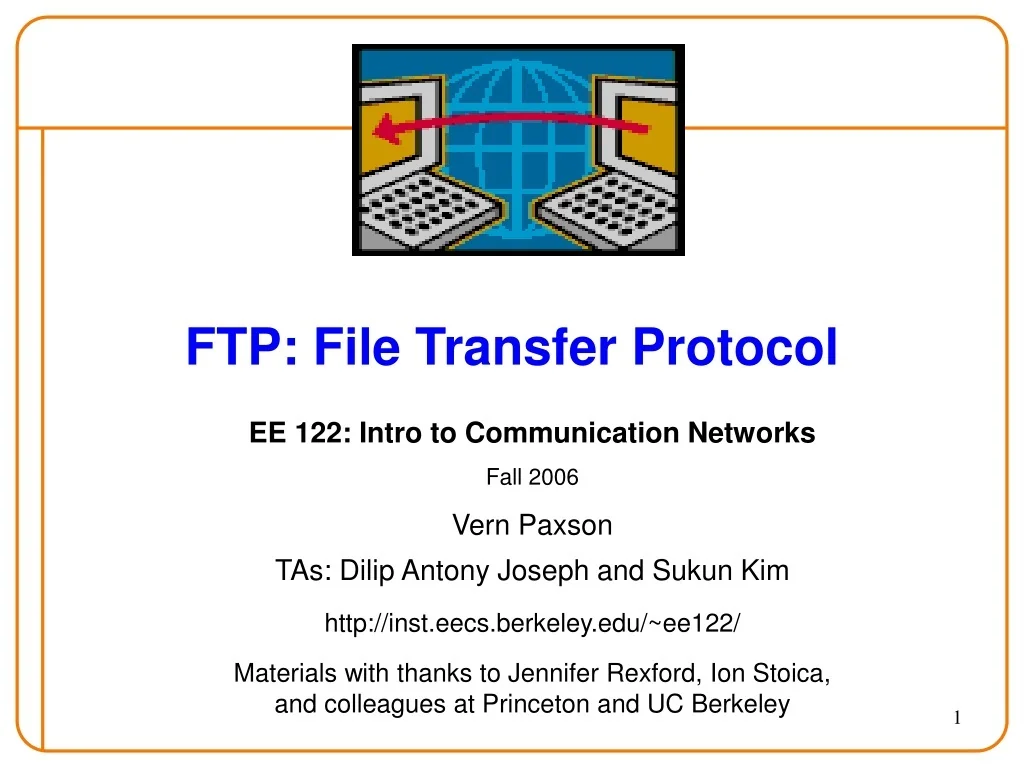 PPT - Exploring FTP for File Transfers: Intro to Communication Networks ...
