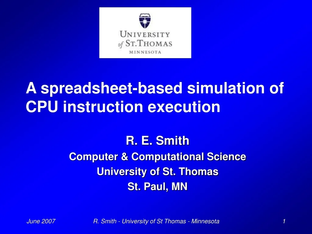 PPT - A spreadsheet-based simulation of CPU instruction execution PowerPoint Presentation - ID ...