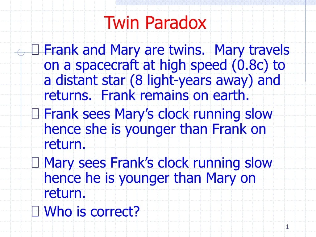 PPT - Understanding the Twin Paradox in Special Relativity PowerPoint ...