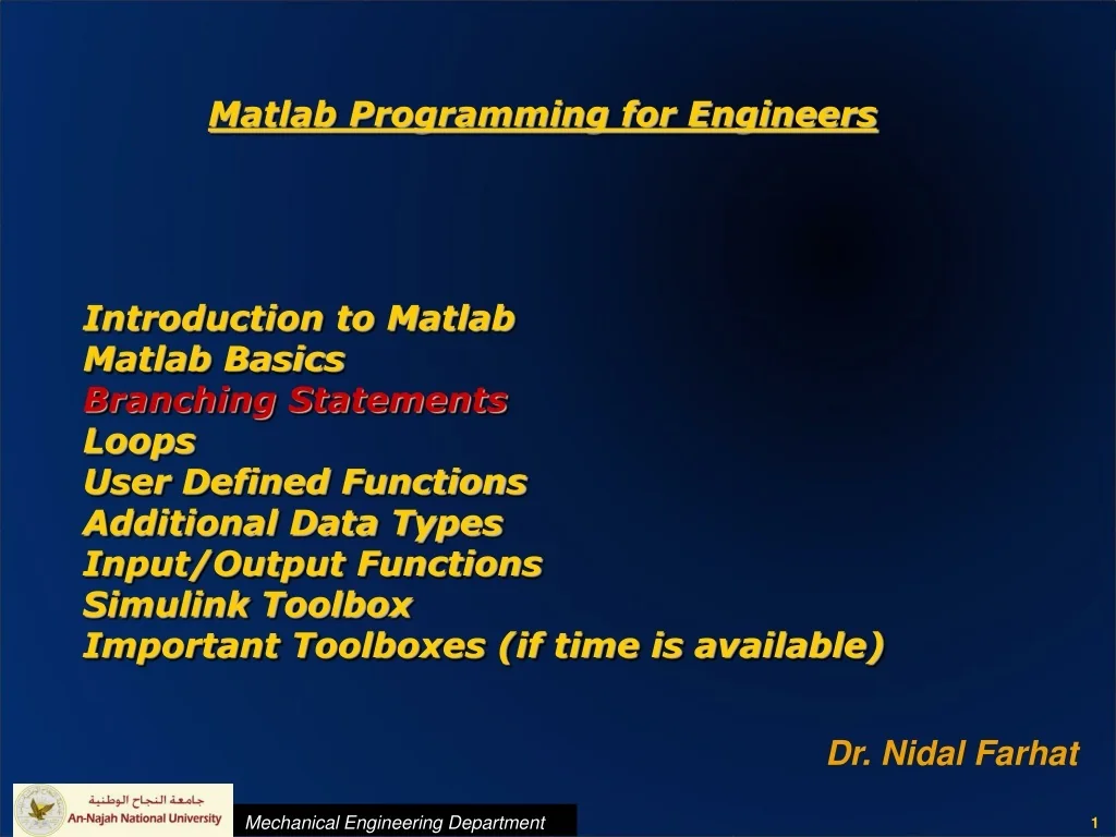 PPT - Essential MATLAB Programming Concepts for Engineers PowerPoint ...