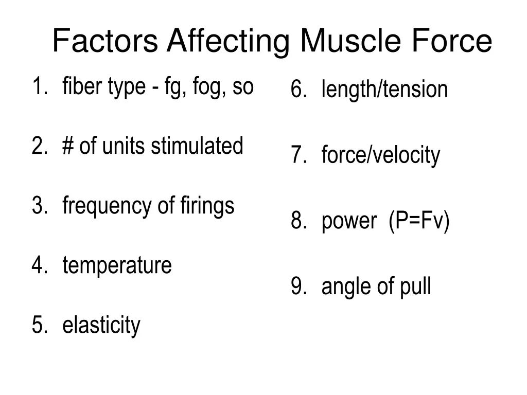 PPT - Muscle Force and Factors Affecting Contraction PowerPoint ...