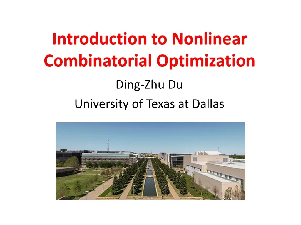 PPT - Introduction to Nonlinear Combinatorial Optimization PowerPoint ...