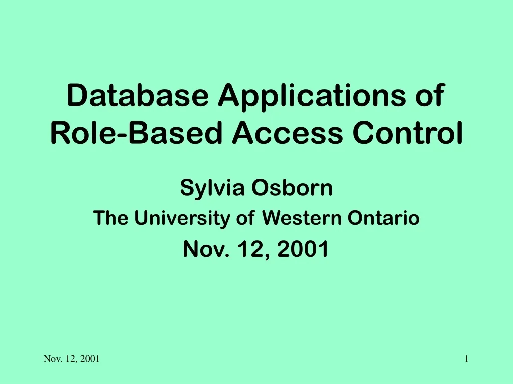 PPT - Role-Based Access Control in Database Applications PowerPoint ...