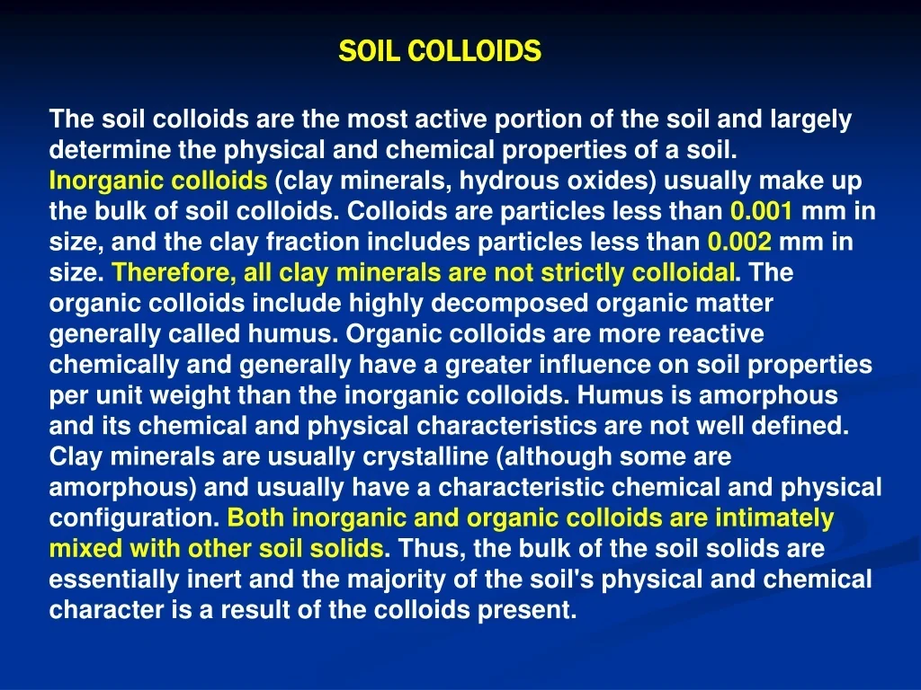 PPT - Understanding Soil Colloids: Their Role in Soil Properties and ...