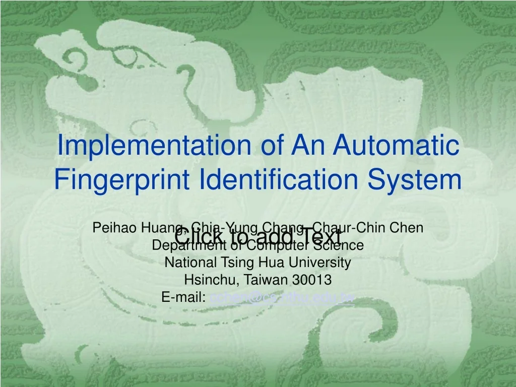 PPT - Automatic Fingerprint Identification System Implementation ...