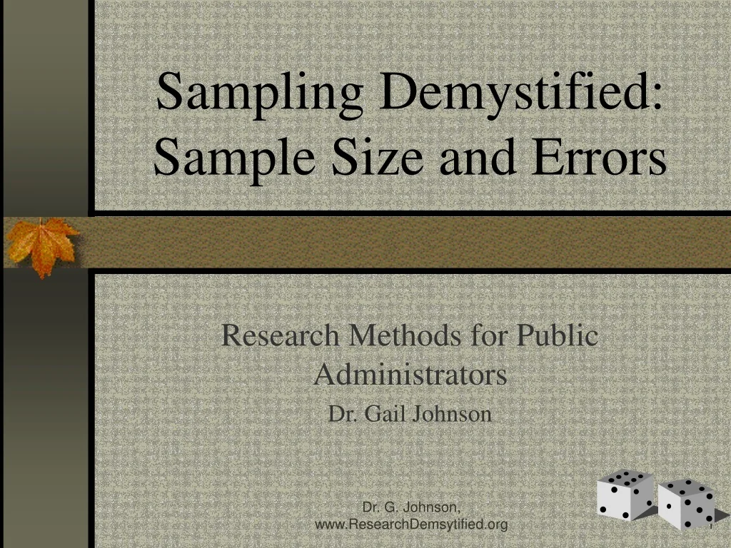 PPT - Sampling Demystified: Sample Size and Errors PowerPoint ...