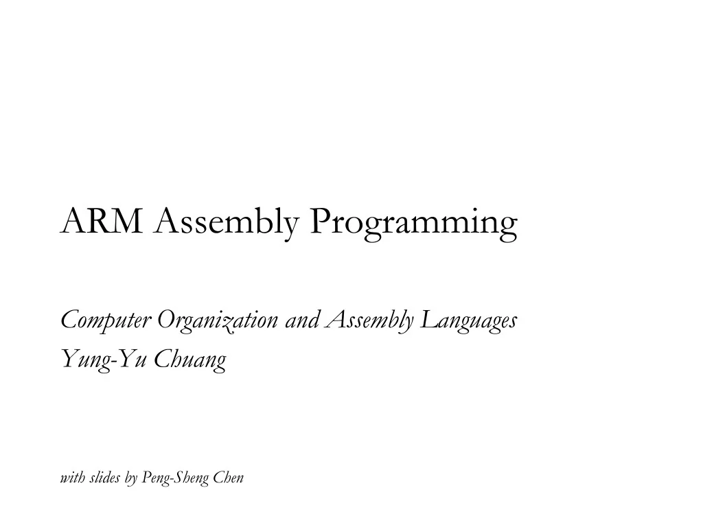 PPT - ARM Assembly Programming Overview and Examples PowerPoint ...