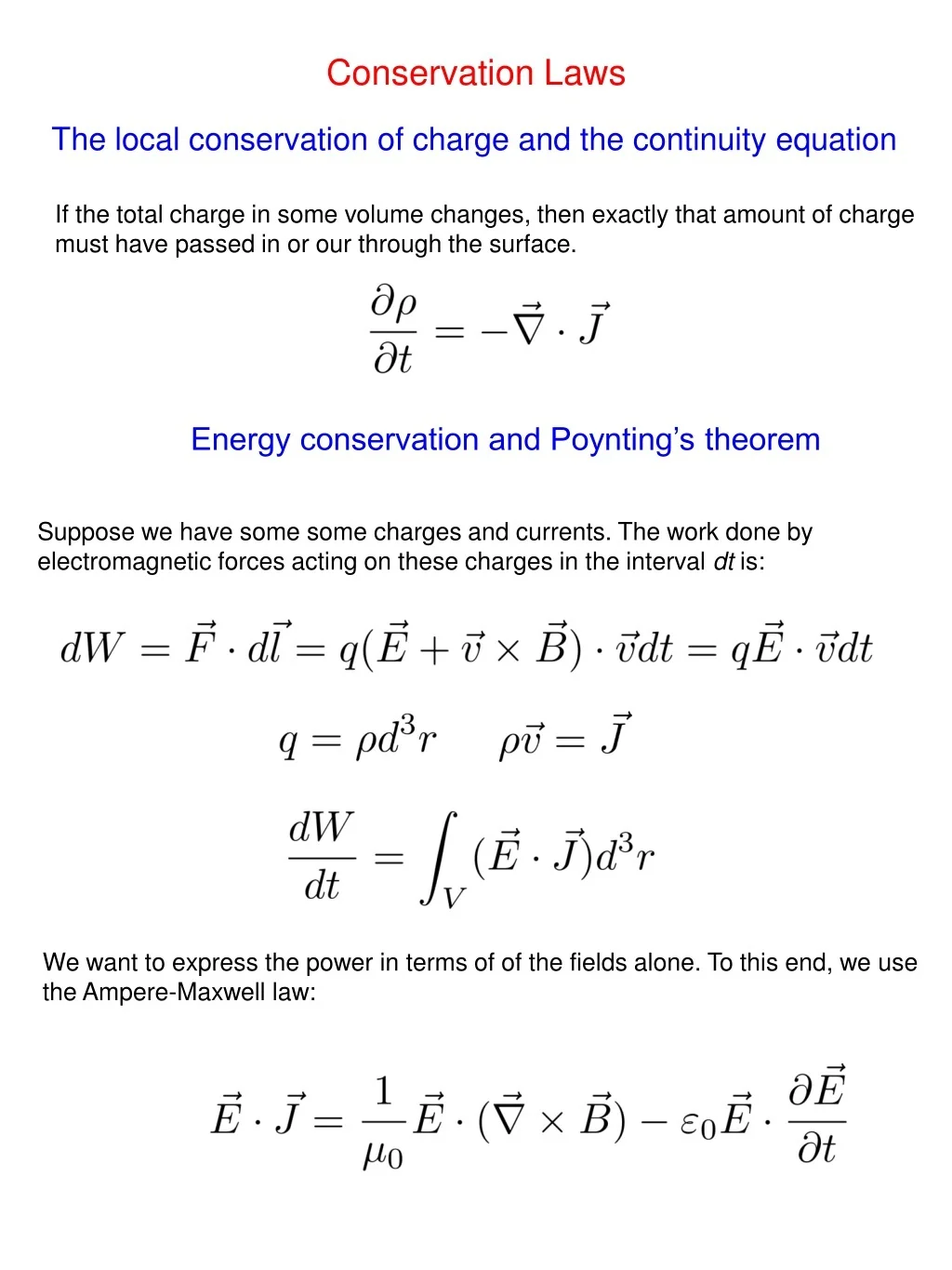 PPT - Understanding Electromagnetic Conservation Laws and Field ...