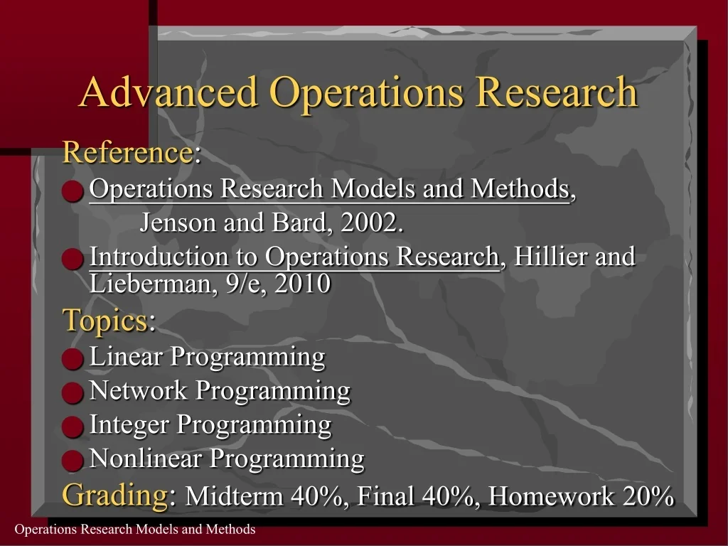 PPT - Advanced Operations Research PowerPoint Presentation, free ...