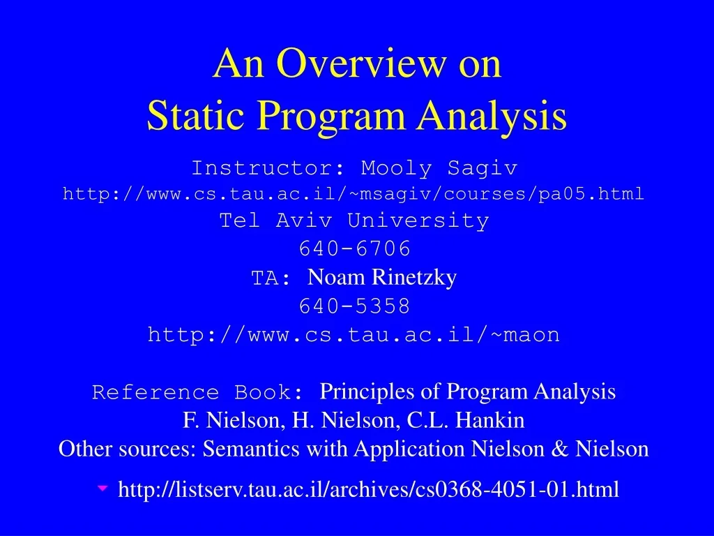 PPT - Comprehensive Guide on Static Program Analysis PowerPoint ...
