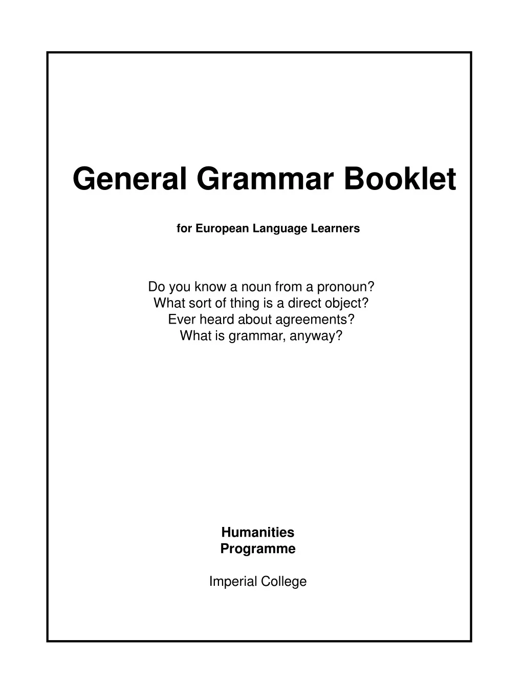 PPT - General Grammar Booklet PowerPoint Presentation, free download ...