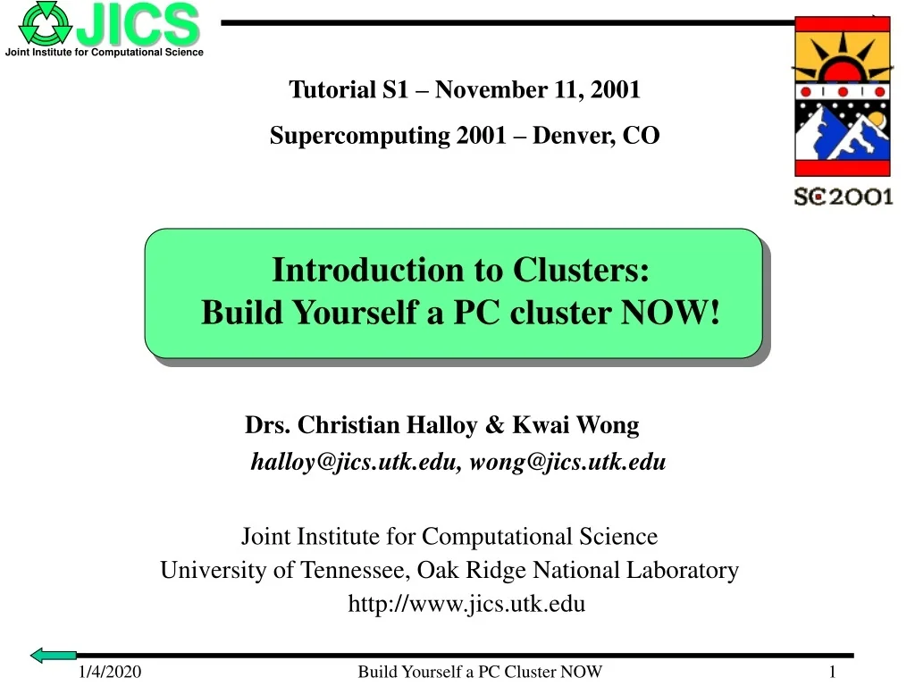 PPT - Introduction to Clusters: Build Yourself a PC cluster NOW ...