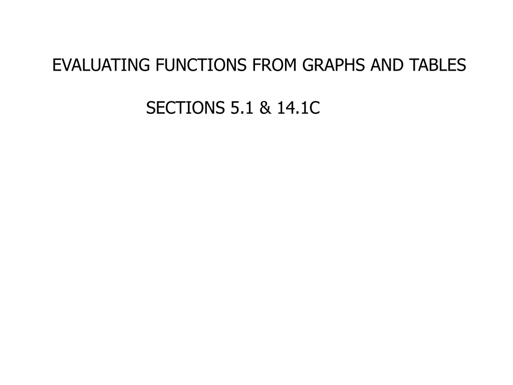 PPT - EVALUATING FUNCTIONS FROM GRAPHS AND TABLES PowerPoint Presentation - ID:9564206