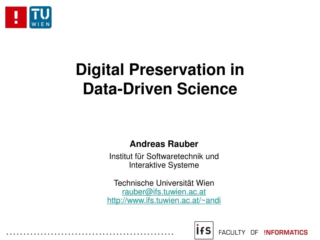 PPT - Data-Driven Science: Escrow for Data Preservation PowerPoint ...