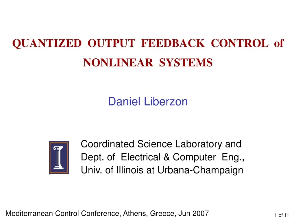 PPT - Quantized Output Feedback Control: Analyzing the Effect of Quantization on System ...