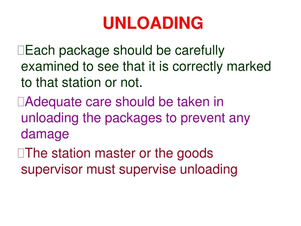 PPT - Efficient Package Unloading Procedures in Railway Stations ...