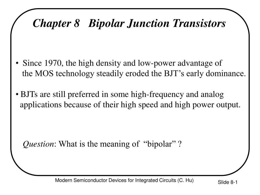 PPT - Modern Semiconductor Devices: Bipolar Junction Transistors ...