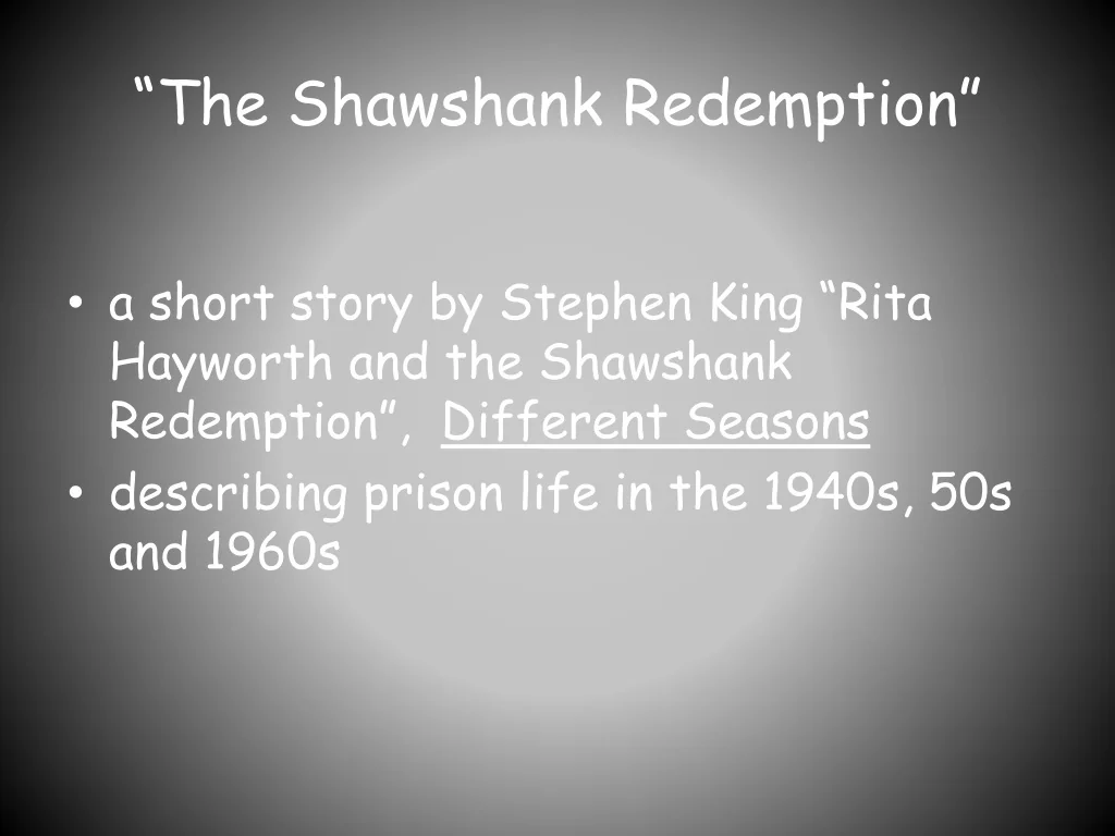 PPT - The Shawshank Redemption: Finding Hope in Imprisonment PowerPoint ...