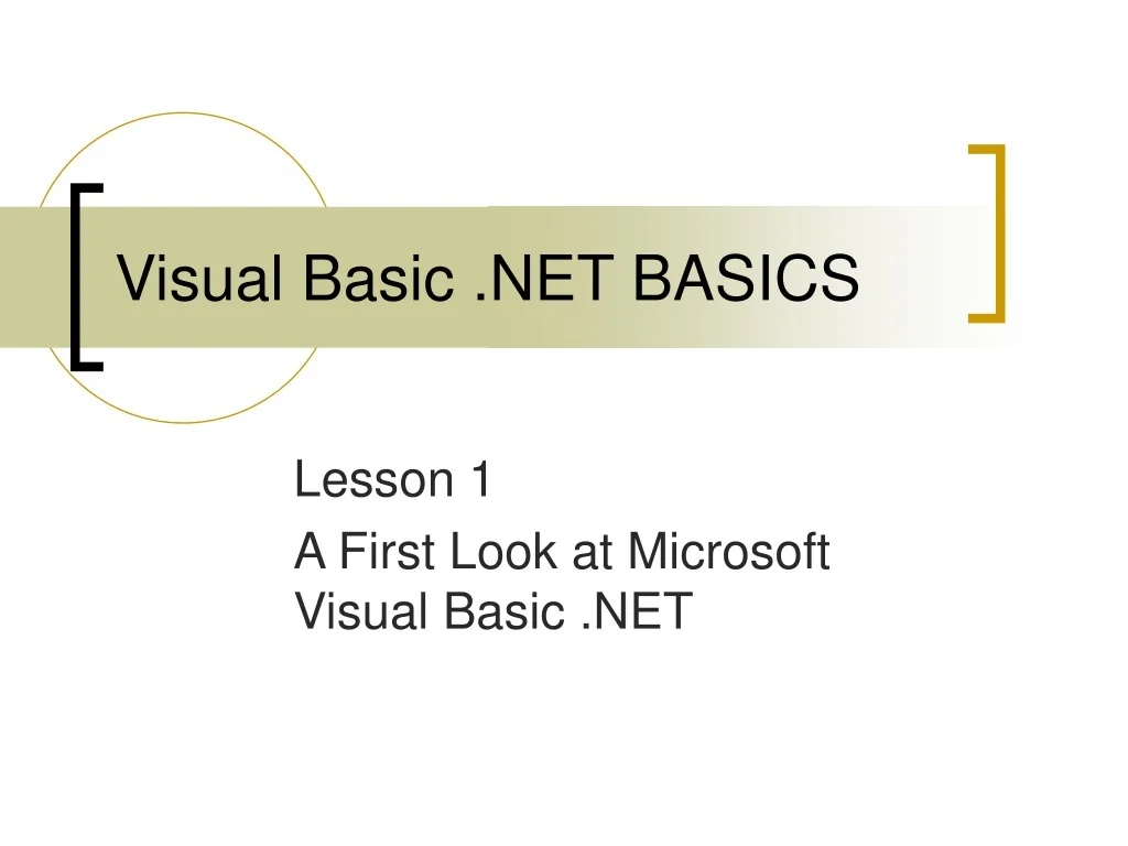 PPT - Introduction to Microsoft Visual Basic .NET Programming PowerPoint Presentation - ID:9577036