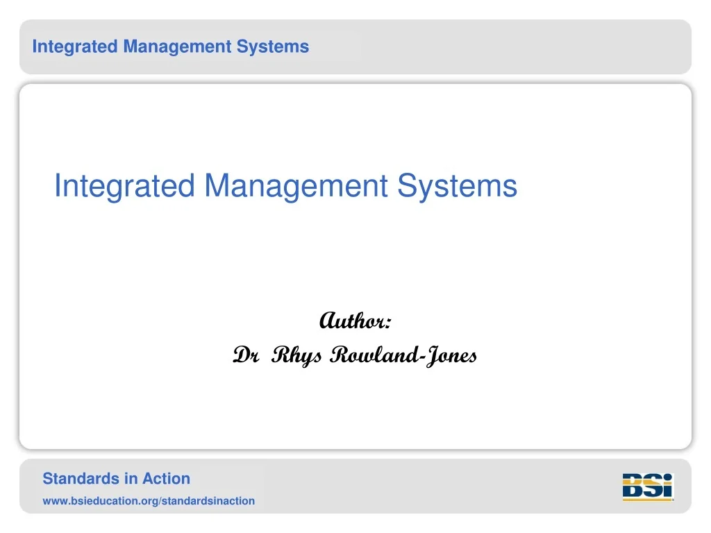 PPT - Integrated Management Systems: A Comprehensive Overview ...