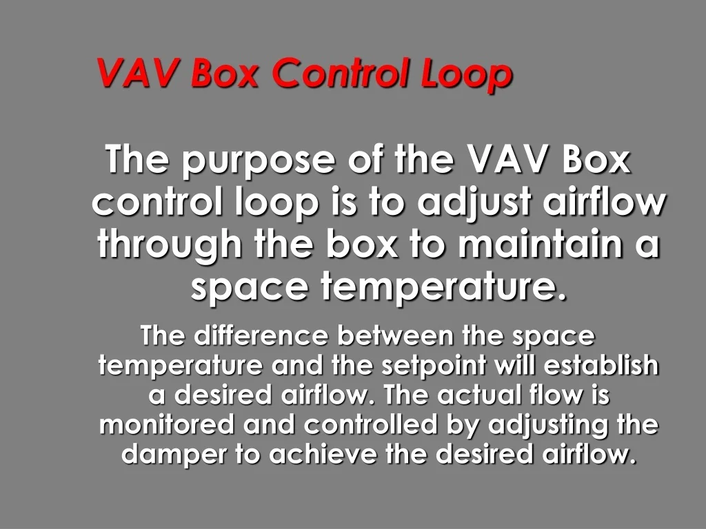PPT - VAV Box Control Loop: Airflow Regulation for Space Temperature ...