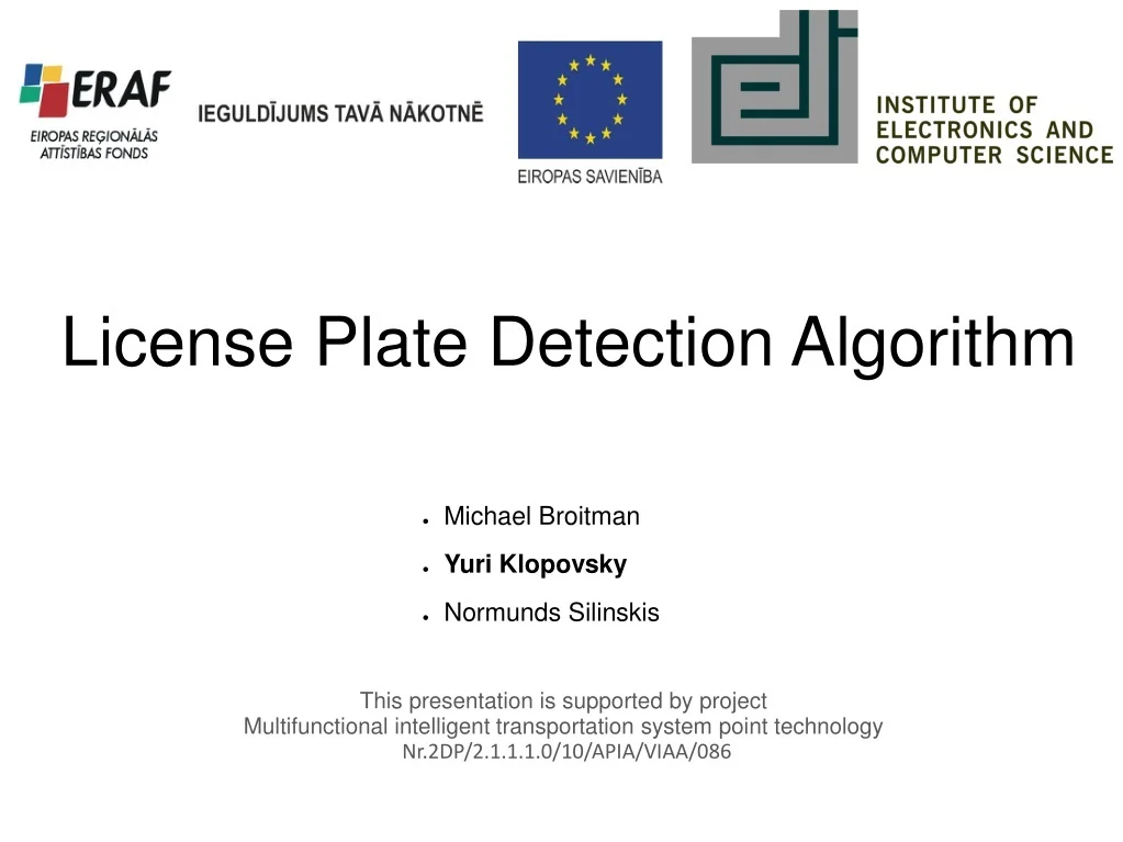 PPT - Advanced License Plate Detection Algorithm for Intelligent ...