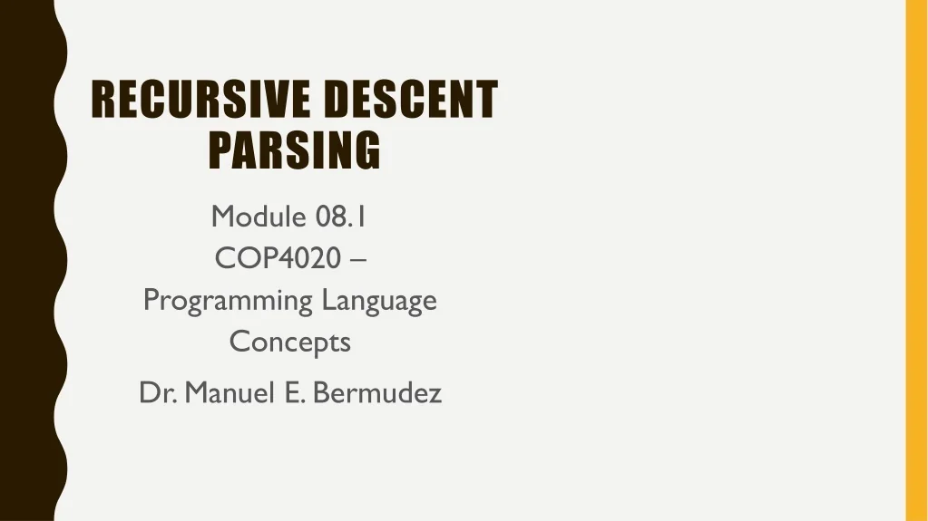 Ppt Recursive Descent Parsing Powerpoint Presentation Free Download