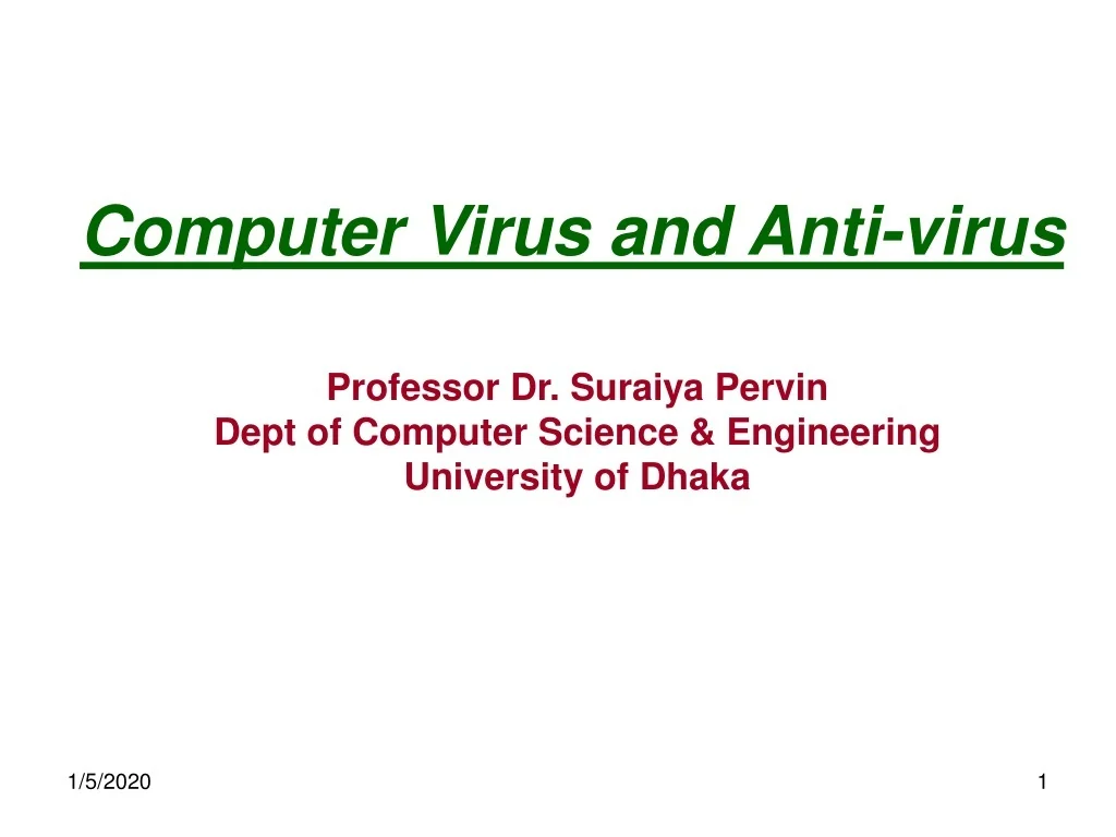 PPT - Computer Virus and Anti-virus PowerPoint Presentation, free ...