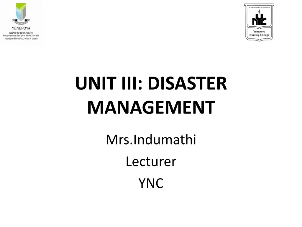 PPT - UNIT III: DISASTER MANAGEMENT PowerPoint Presentation, free ...