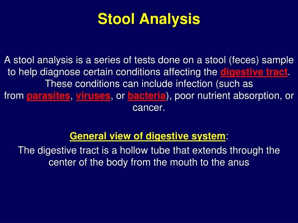 PPT - Stool Analysis PowerPoint Presentation, free download - ID:9593274