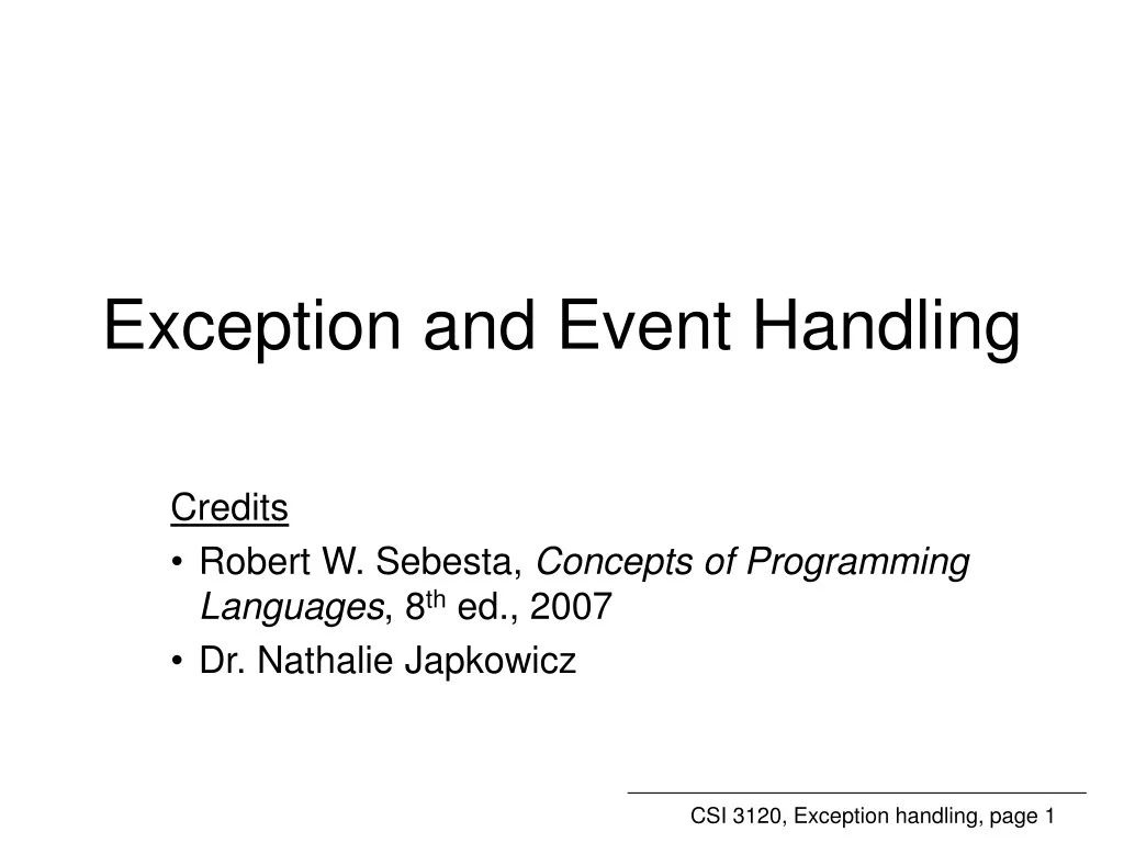 PPT - Basic Concepts of Exception Handling: Definition and User-Defined Approach PowerPoint ...