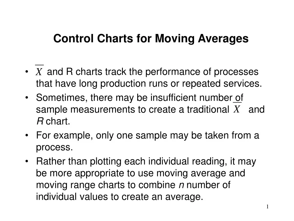 PPT - Control Charts for Moving Averages in Quality Assurance ...