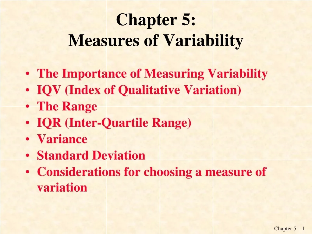 PPT - Chapter 5: Measures of Variability PowerPoint Presentation, free ...