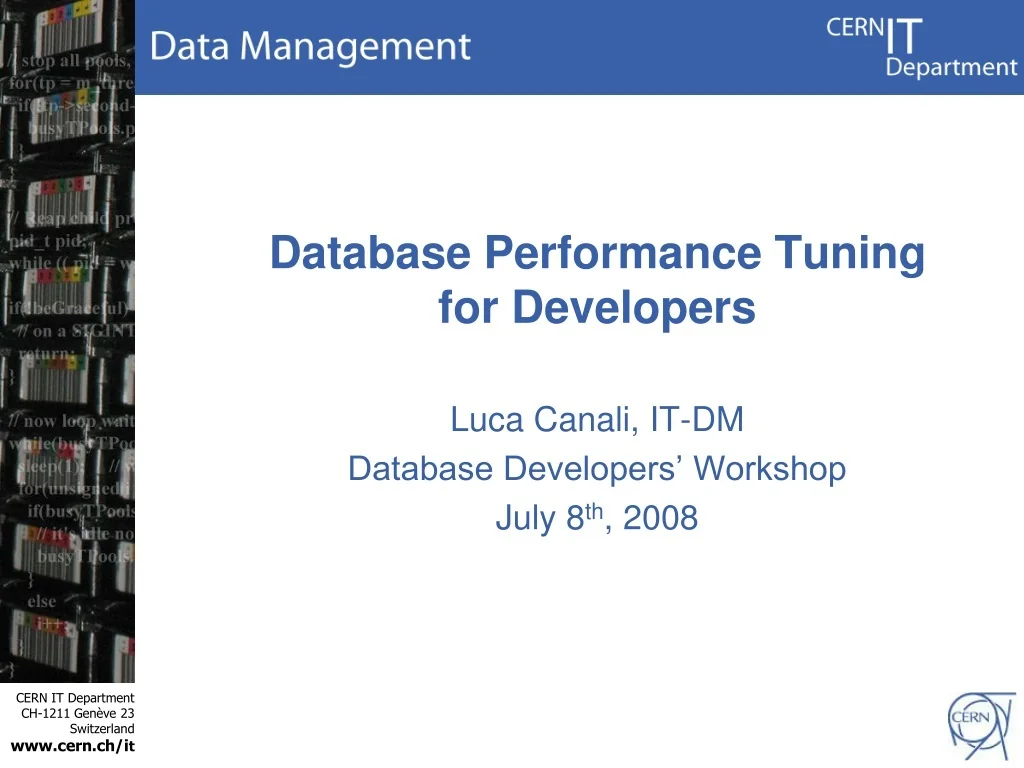 PPT - Oracle Database Performance Tuning for Developers Workshop ...