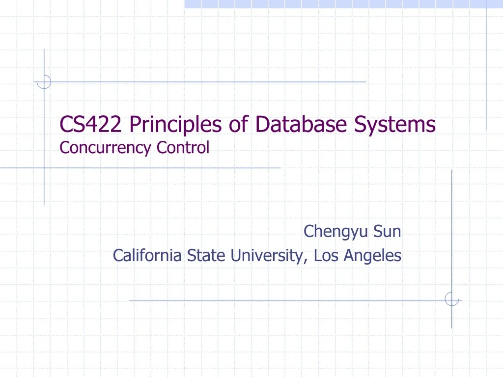 PPT - Principles of Database Systems Concurrency Control PowerPoint ...