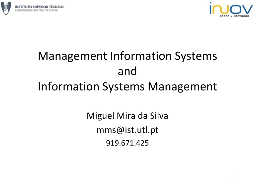 PPT - Management Information Systems and Information Systems Management ...