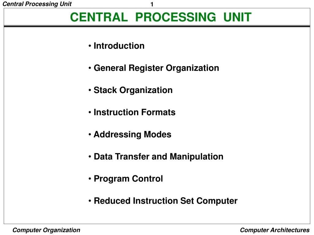 PPT - CENTRAL PROCESSING UNIT PowerPoint Presentation, free download - ID:9611667