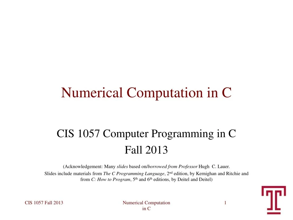 PPT - Numerical Computation in C PowerPoint Presentation, free download ...