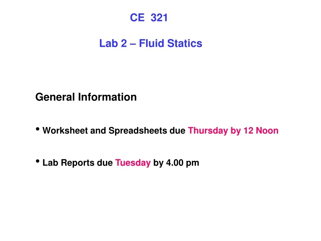 PPT - CE 321 Lab 2 – Fluid Statics PowerPoint Presentation, free ...