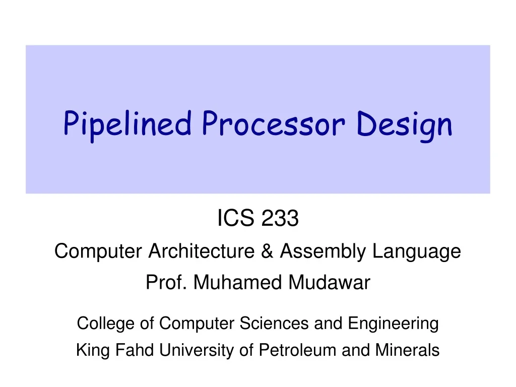 PPT - Pipelined Processor Design PowerPoint Presentation, free download ...