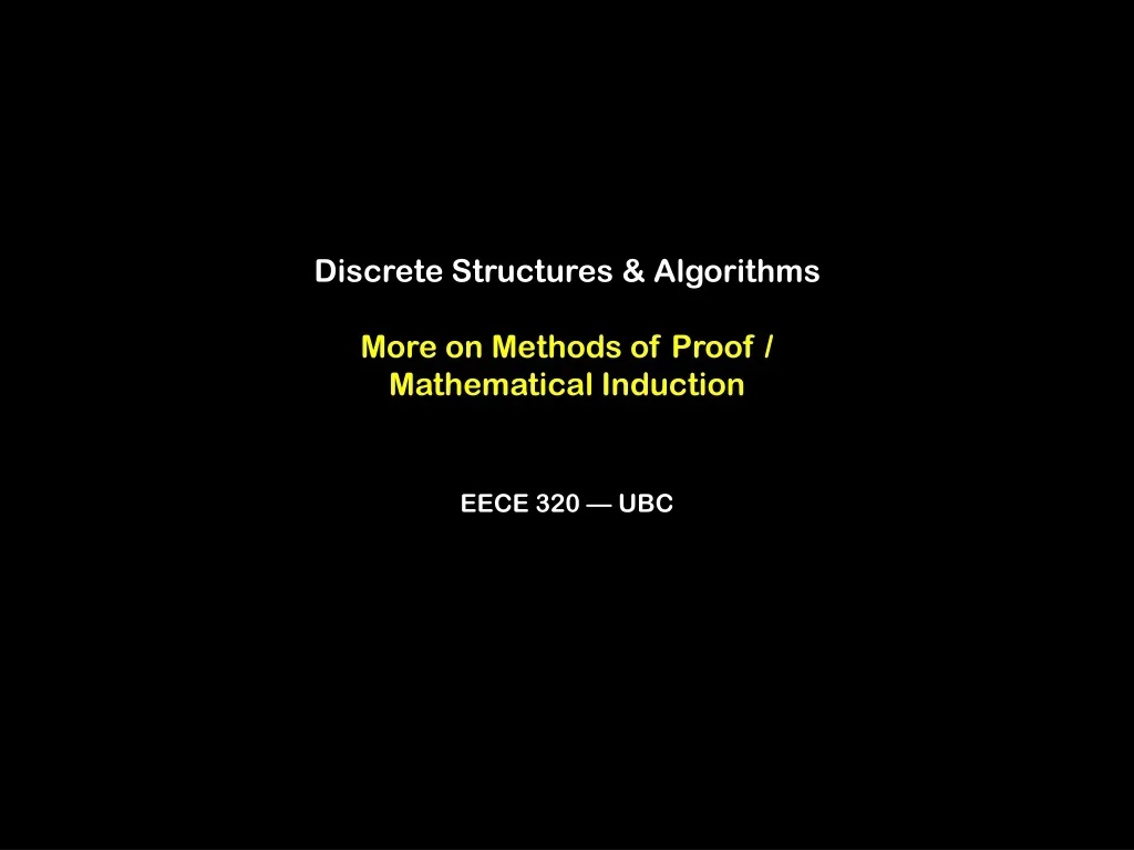 PPT - Mathematical Induction in Discrete Structures & Algorithms ...