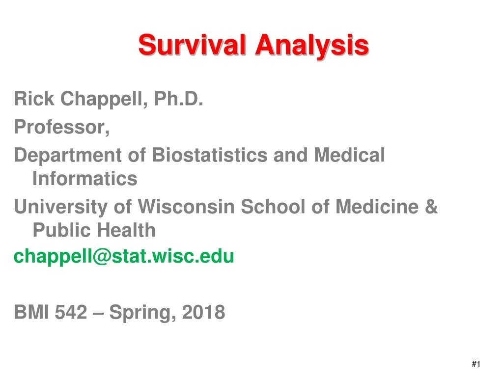 PPT - Survival Analysis: Techniques and Applications for Clinical ...