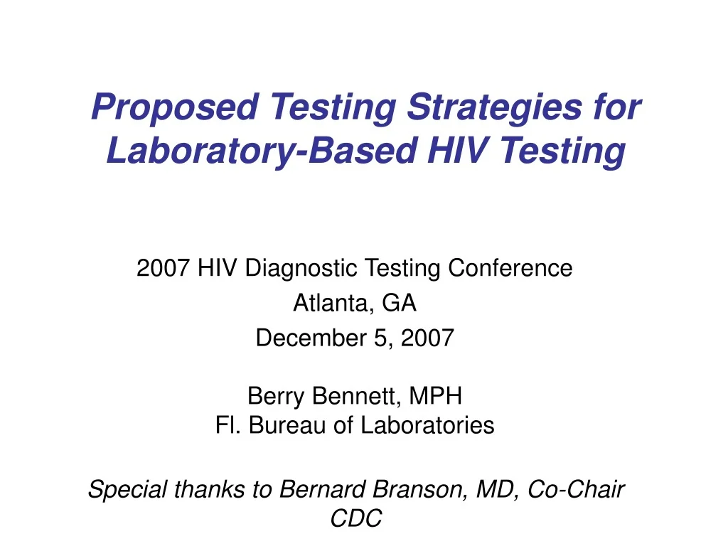 PPT - Advanced HIV Testing Strategies in Laboratories PowerPoint ...